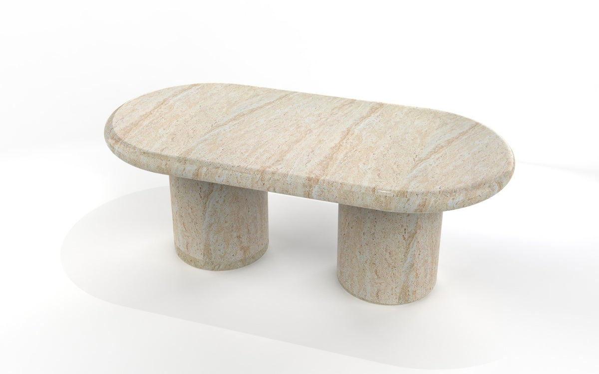 The travertine Kove dining table – P&R Styling